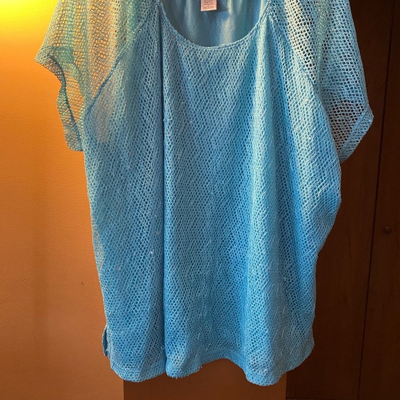 Cathy Daniels | Tops | Cathy Daniels Aqua Blue Shirt With Netting ...